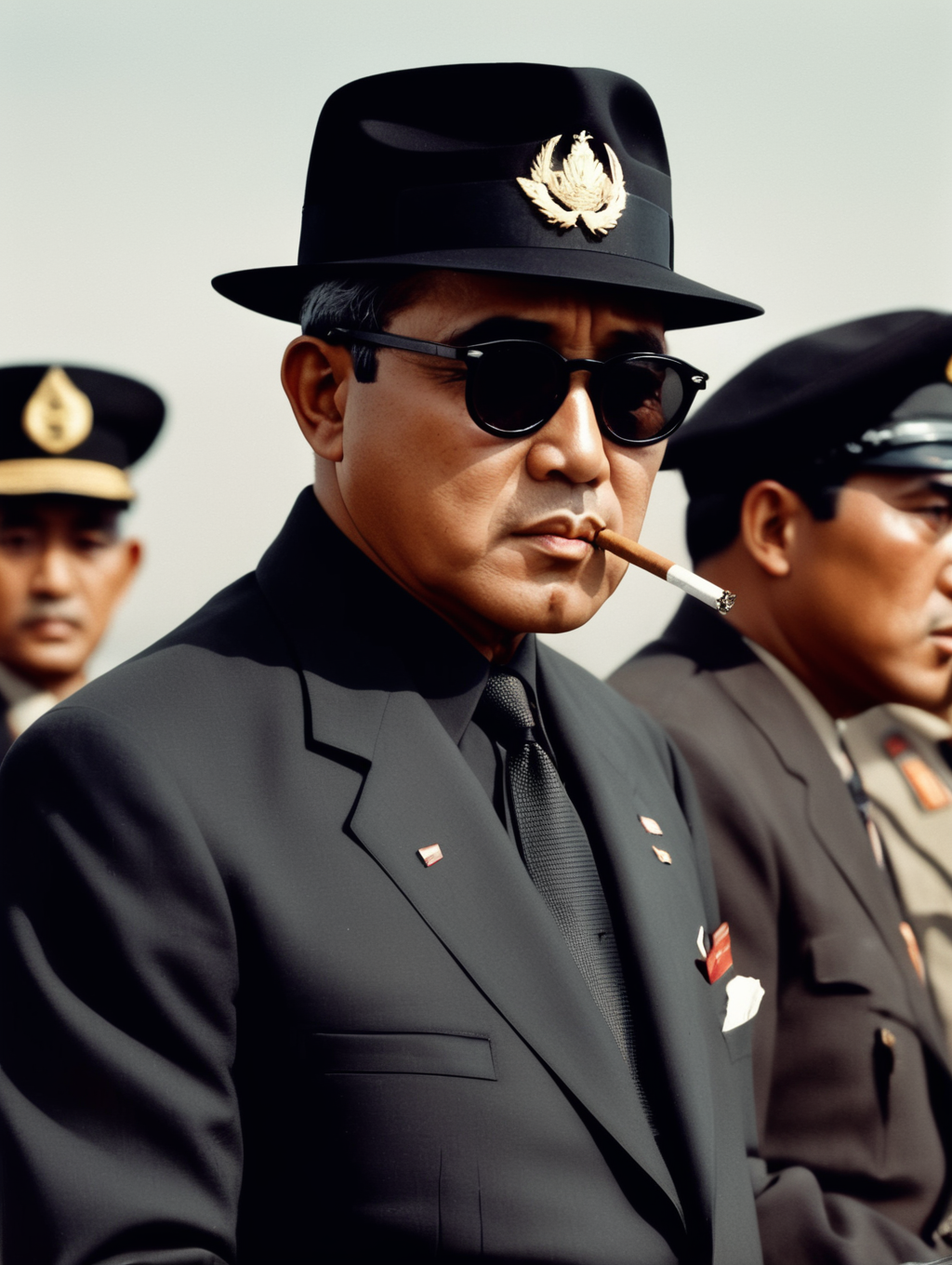 Premium Free ai Images | presiden soekarno menggunakan jas hitam ...