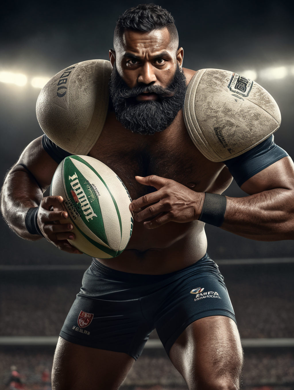 Premium Free ai Images | fijian rugby player with long beard holding ...