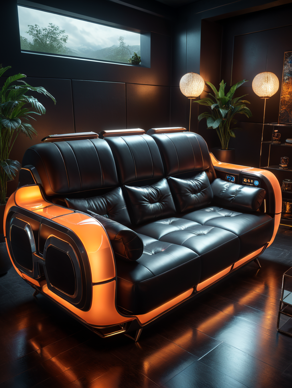 Premium Free ai Images | subject futuristic couch made of style japandi ...