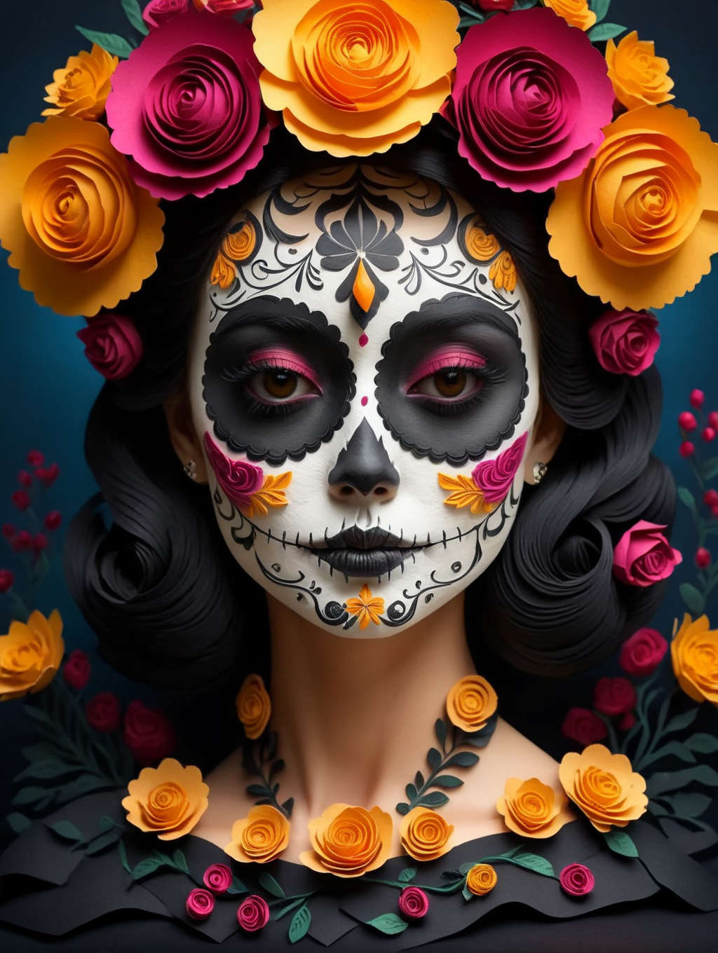 Premium Free ai Images | portrait of mexican beautiful catrina with ...