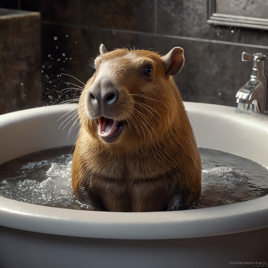 Premium Free ai Images | capybara in bath with foam