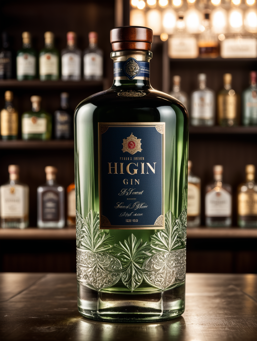 Premium Free ai Images | editorial style image of high end gin bottle