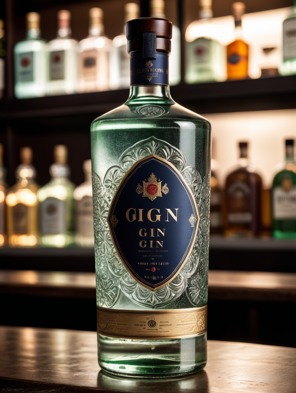 Premium Free ai Images | editorial style image of high end gin bottle
