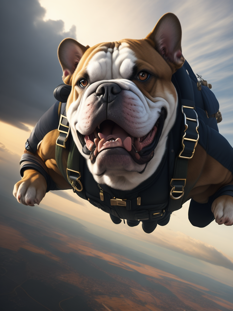 Premium Free ai Images | bulldog skydiving