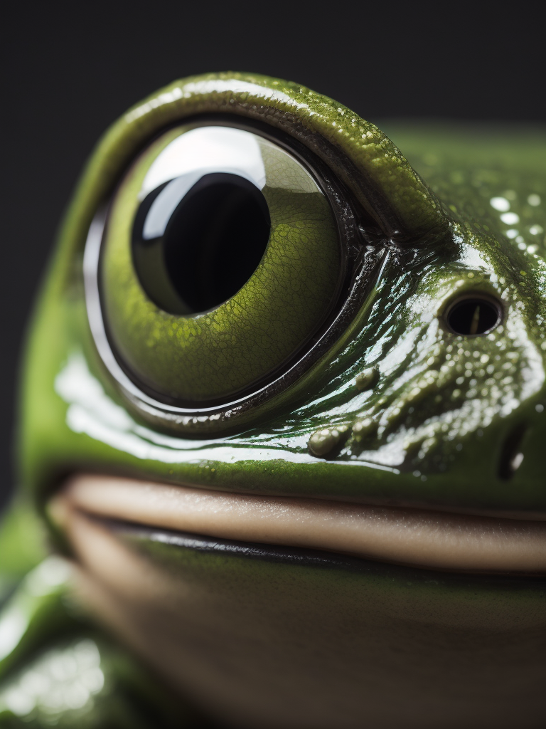 Premium Free ai Images | close up of green frogs eye macro