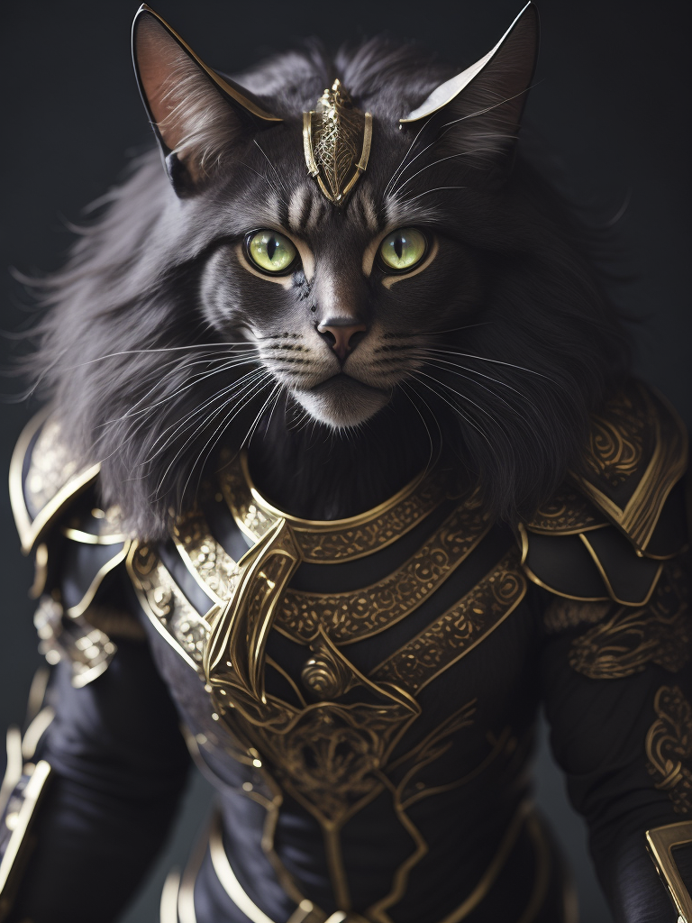 Premium Free ai Images | anthropomorphism cat man full body glowing ...
