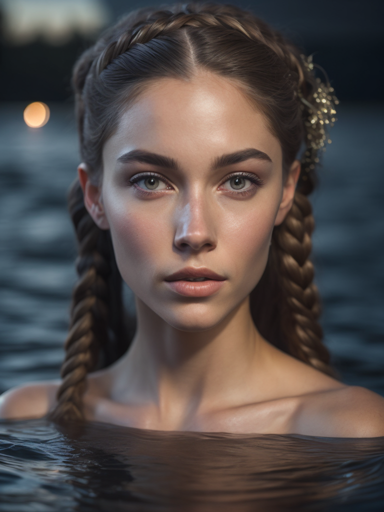Premium Free ai Images | realistic looking mermaid in dark water with ...