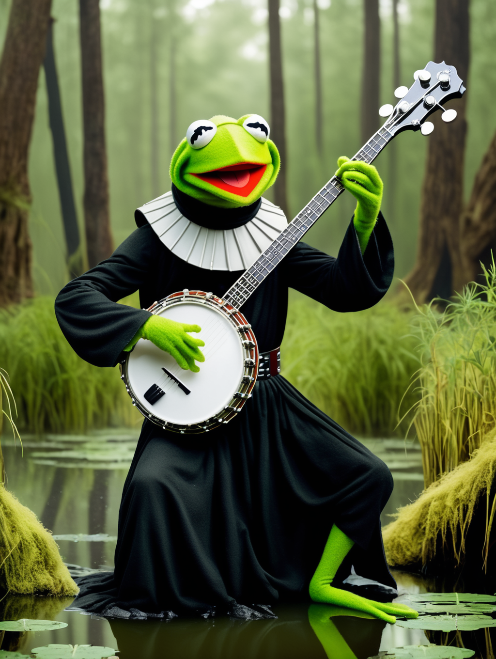 Premium Free ai Images | kermit the frog dressed as sith lord playing ...