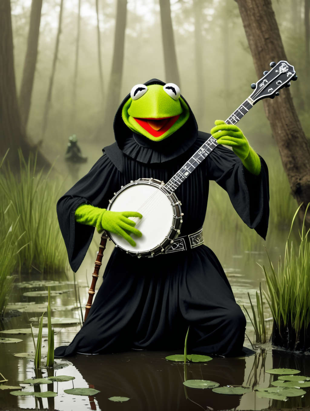Premium Free ai Images | kermit the frog dressed as sith lord playing ...