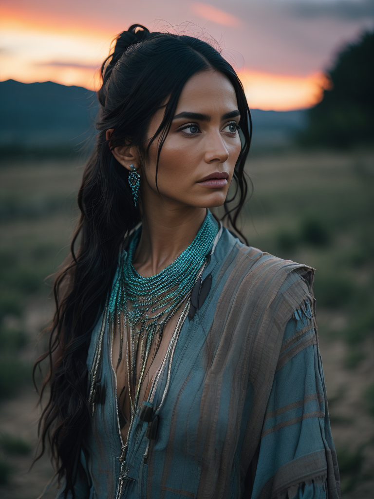 Premium Free ai Images | native american princess with bright green ...