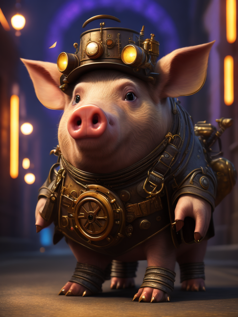 Premium Free ai Images | cartoon pig wearing tuxe in steampunk style ...