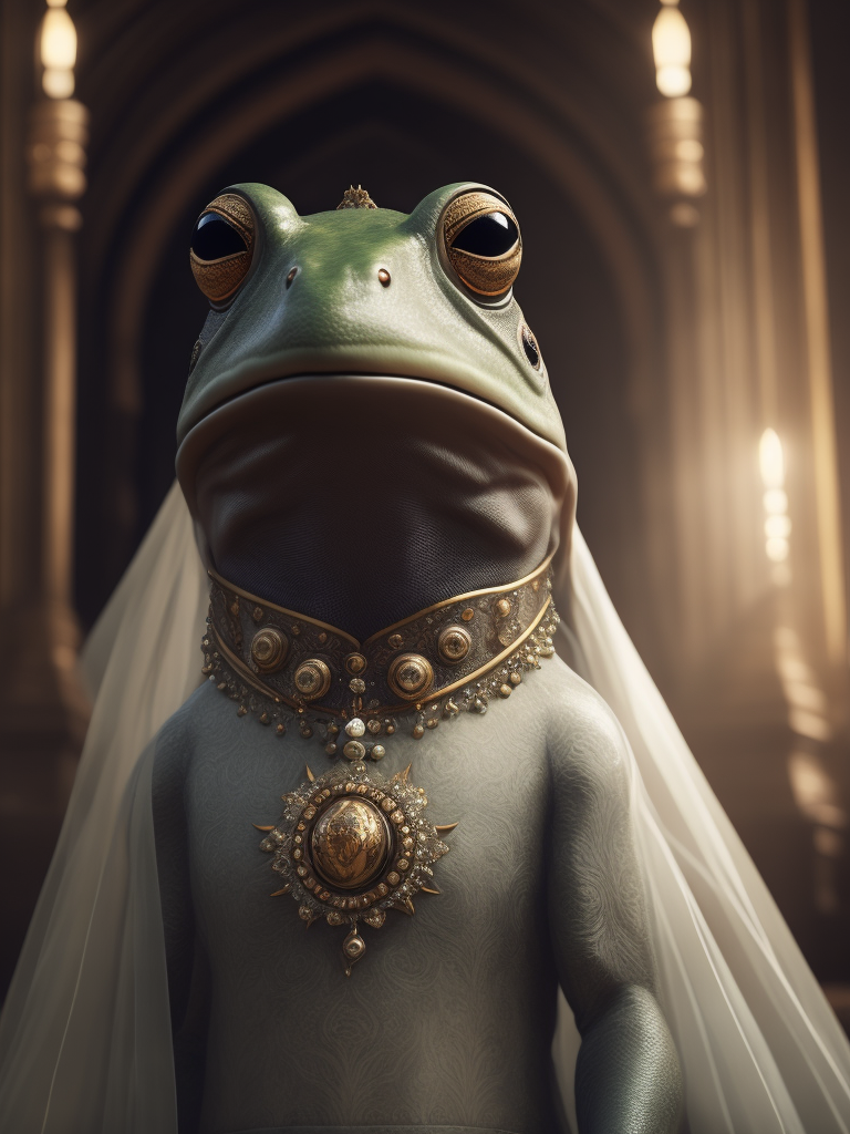 Premium Free ai Images | frog that looks like cher standing at the ...