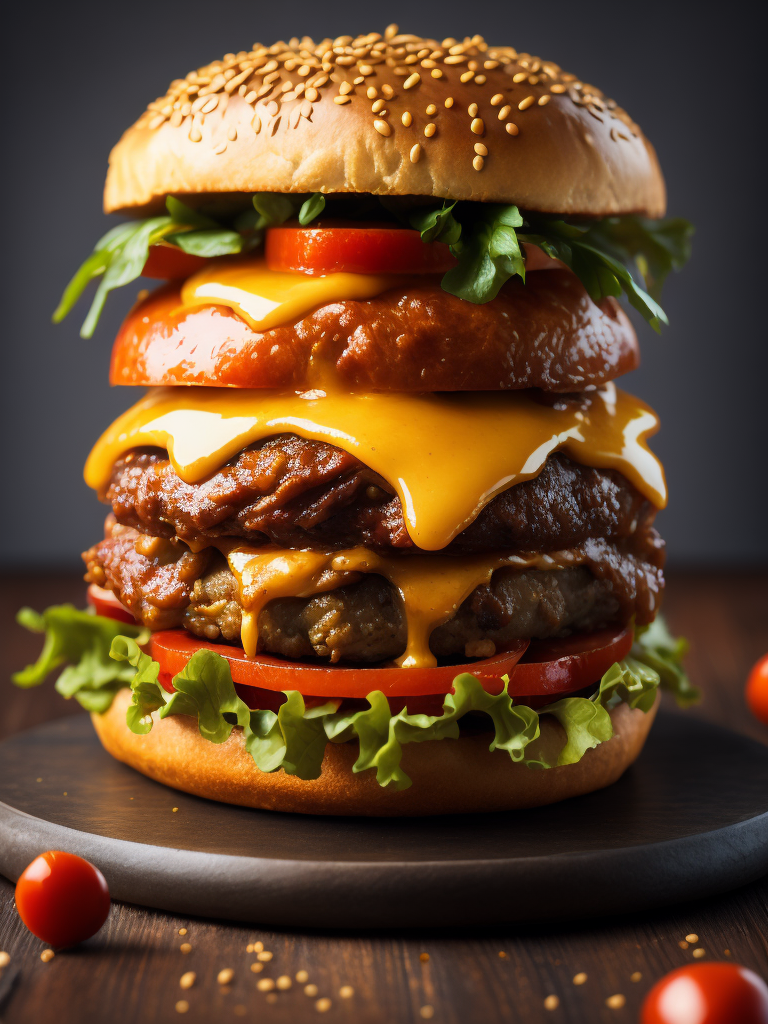 Lumenor AI Image Generation - triple meat smashed ground beef patty ...