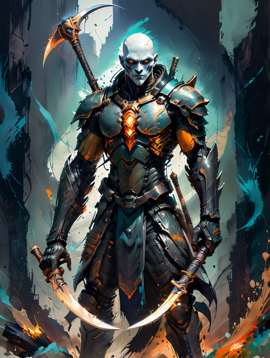 Premium Free ai Images | shadar kai wielding scythe and black armor ...