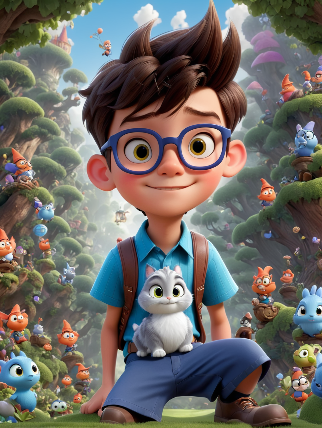 Premium Free ai Images | young nerd boy in magical wonderland