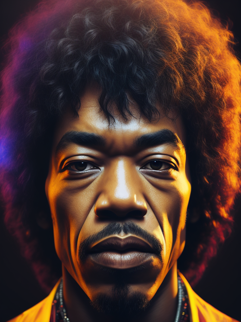 Premium Free ai Images | jimi hendrix face front view color photography