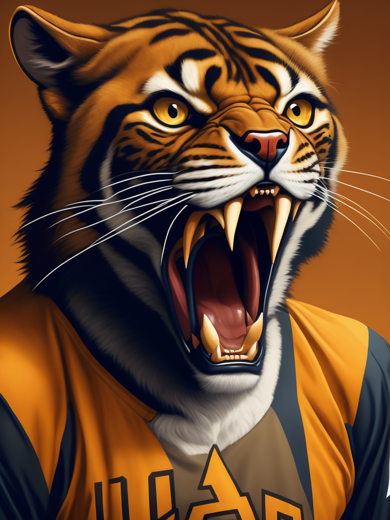 Premium Free ai Images | draw an image of half human half sabertooth ...