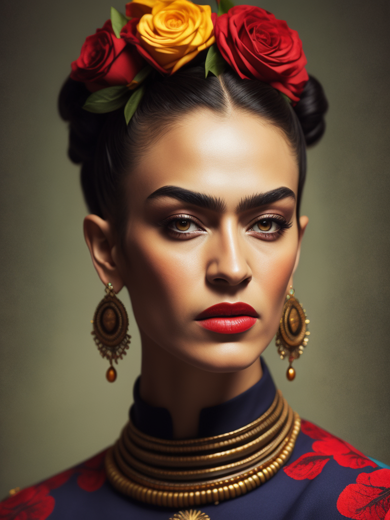 Premium Free ai Images | portrait of frida kahlo bright and saturated ...