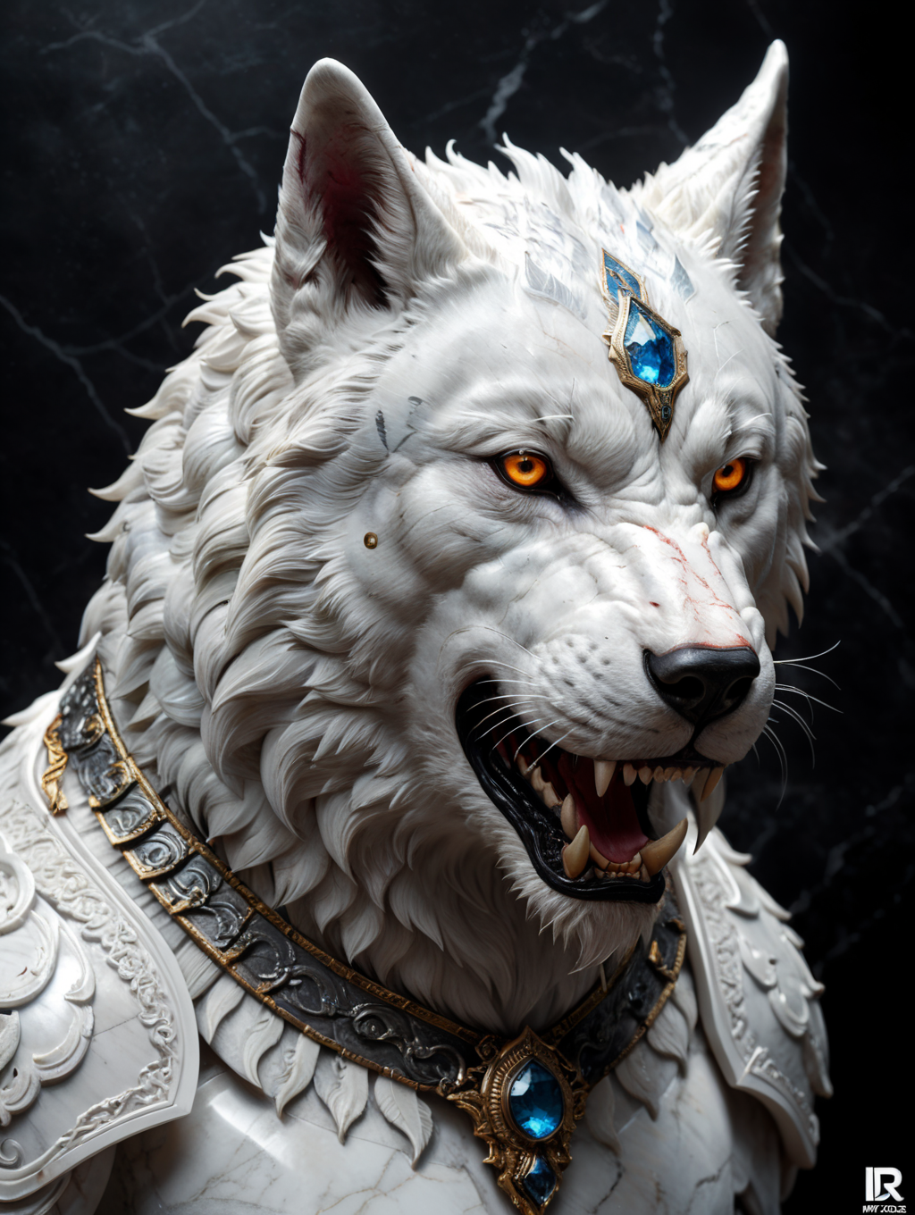 Premium Free ai Images | white marble wolf in the style of rblescnew