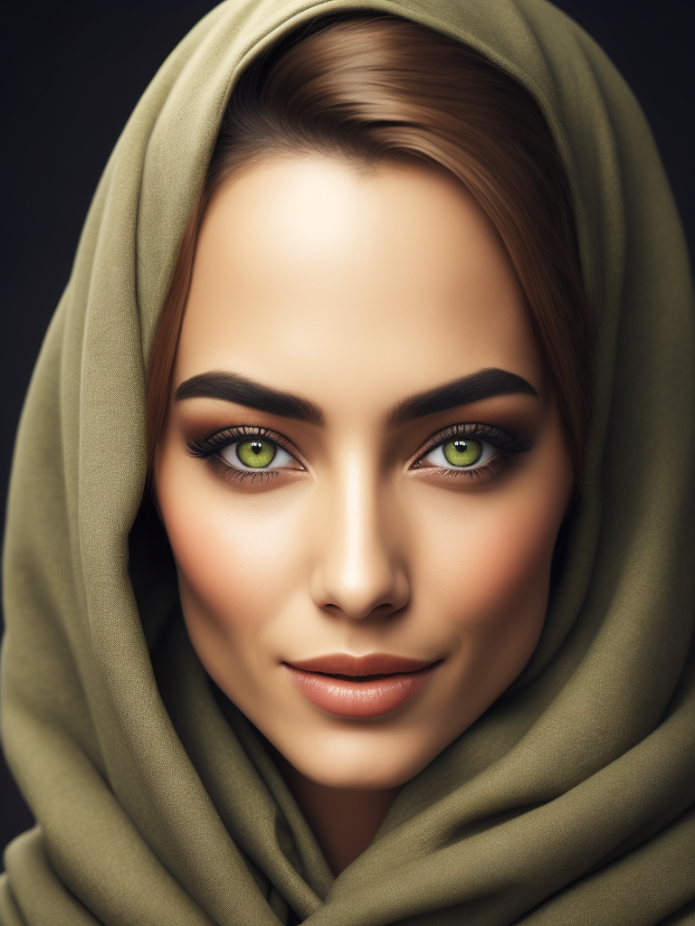 Premium Free ai Images | portrait of hijab green eyes woman white skin ...