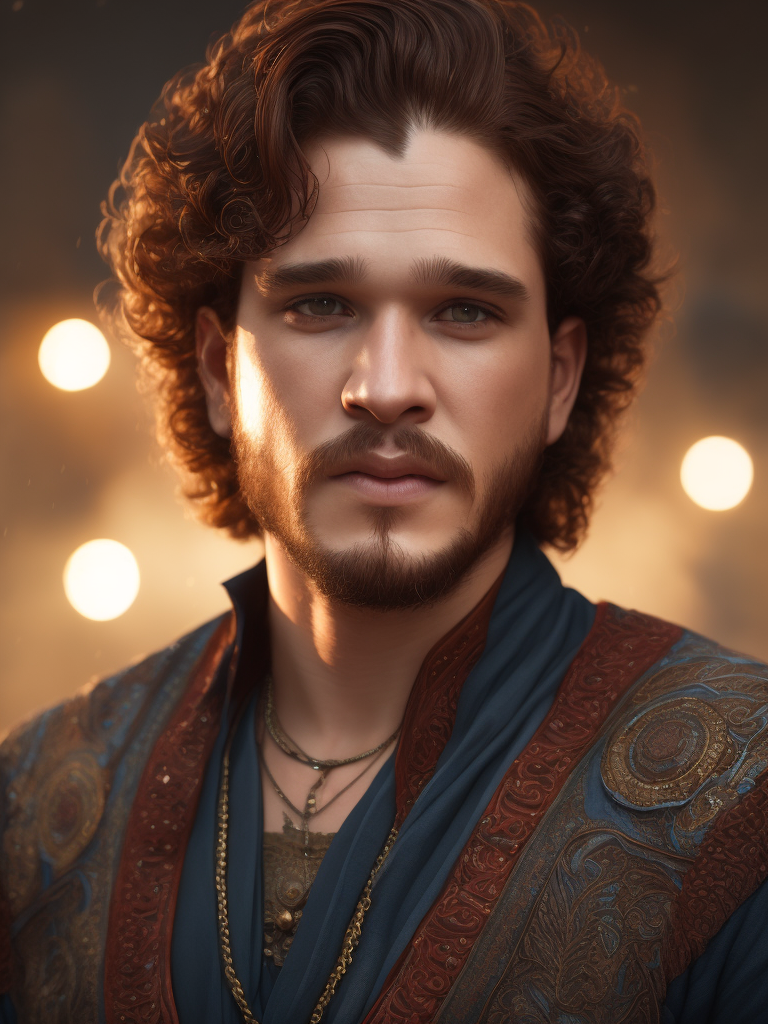 Premium Free ai Images | kit harington indian red hair golden caftan ...
