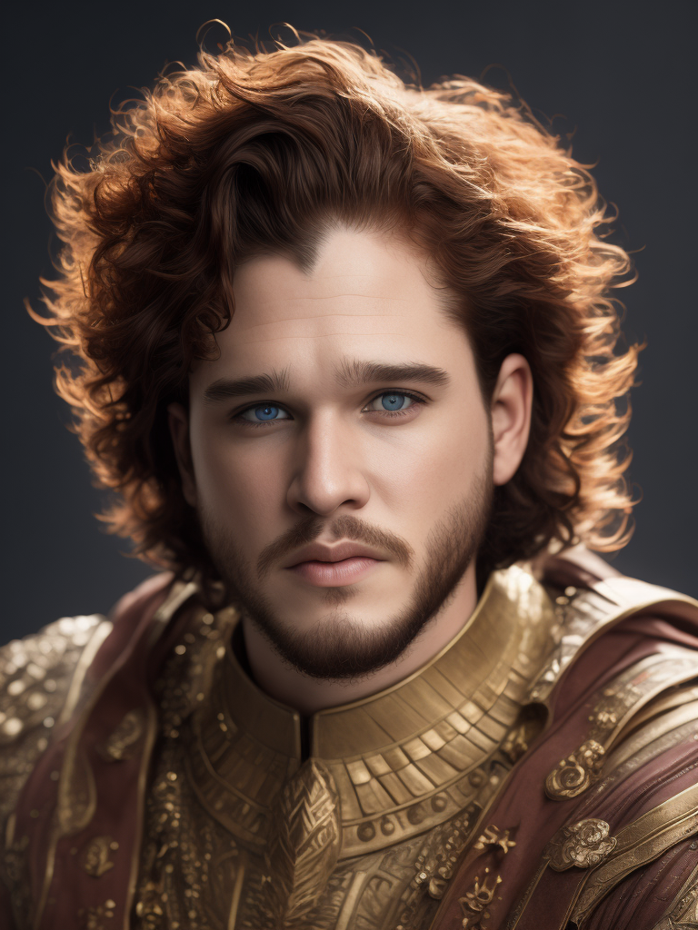 Premium Free ai Images | kit harington indian red hair golden caftan ...
