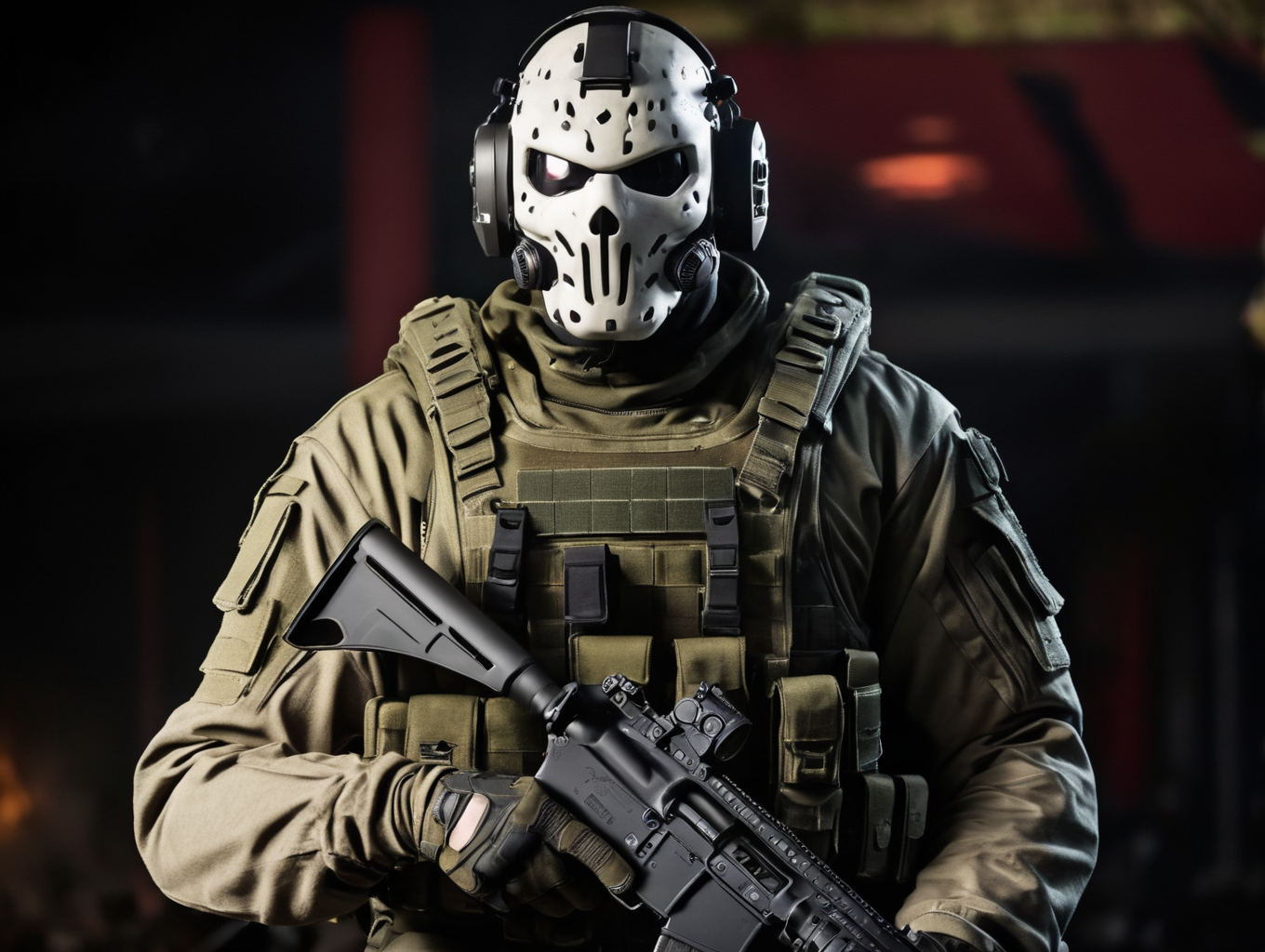 Premium Free ai Images | call of duty simon ghost riley faces dressed ...