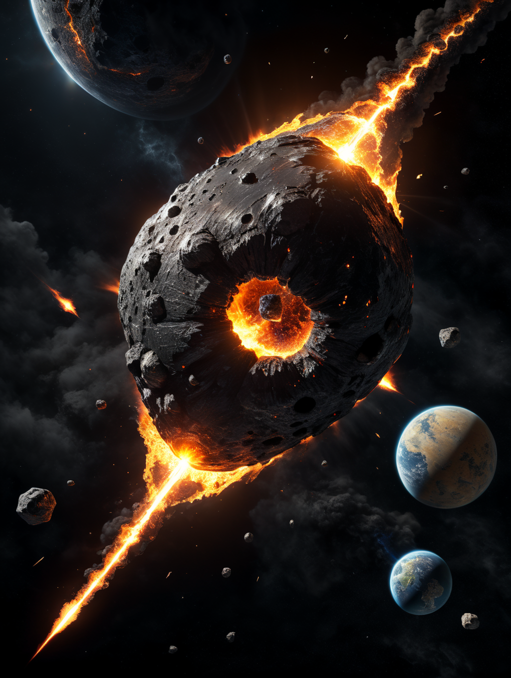 Premium Free ai Images | falling meteorite with trail of flame meteor ...