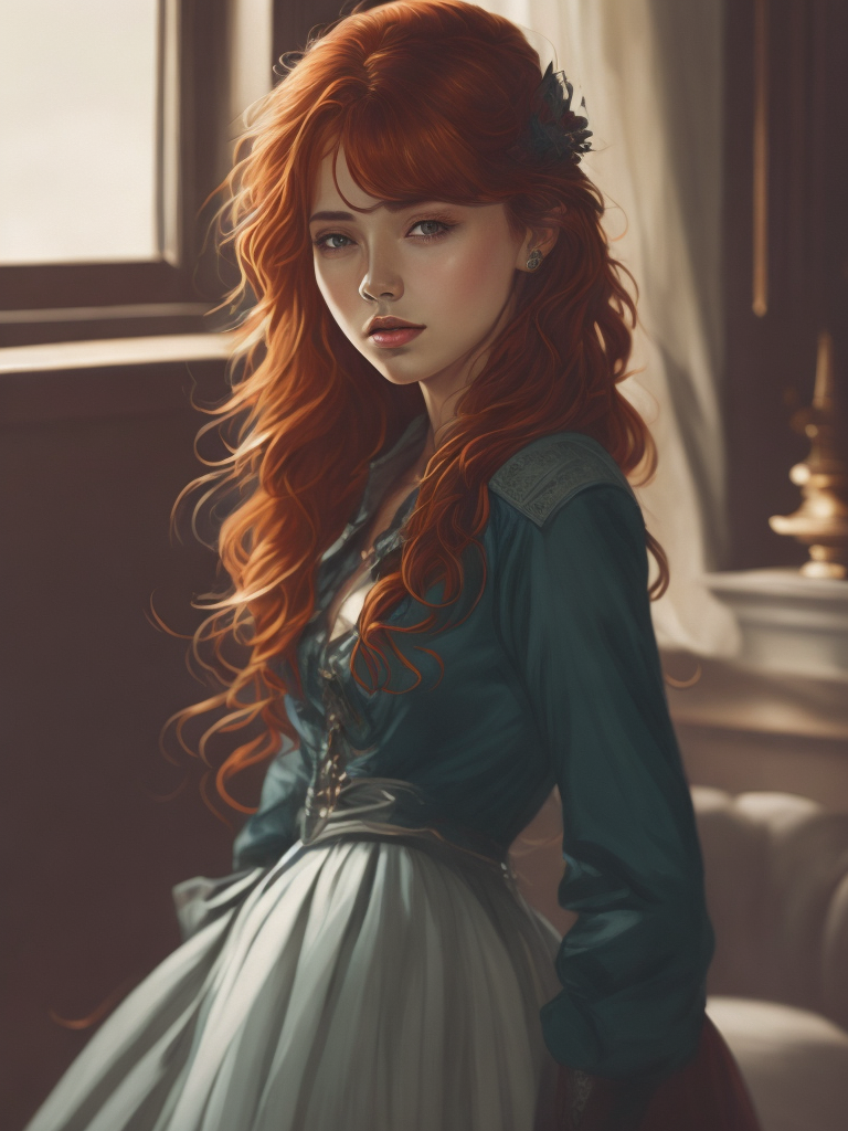 Premium Free ai Images | portrait of red haired young girl in front of ...