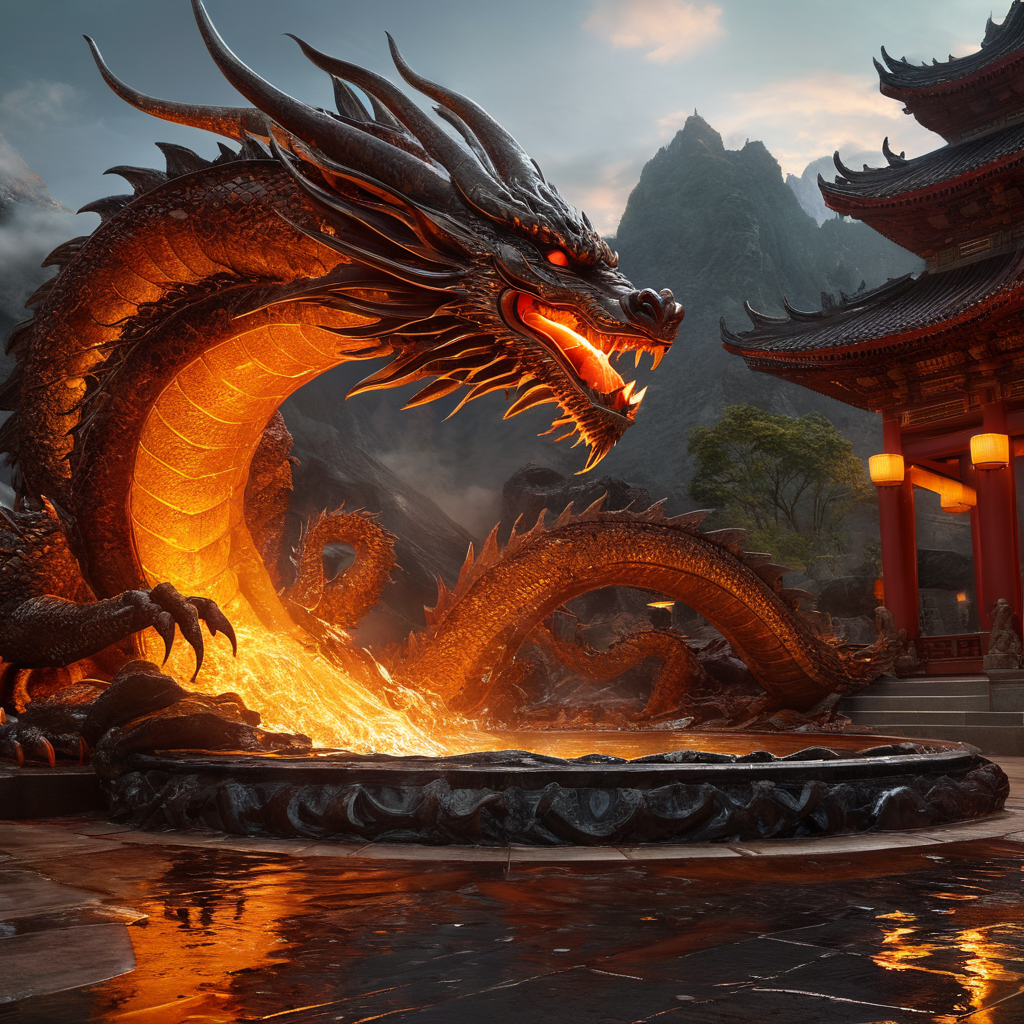 Premium Free ai Images | liquid molten iron asian dragon masterpiece ...