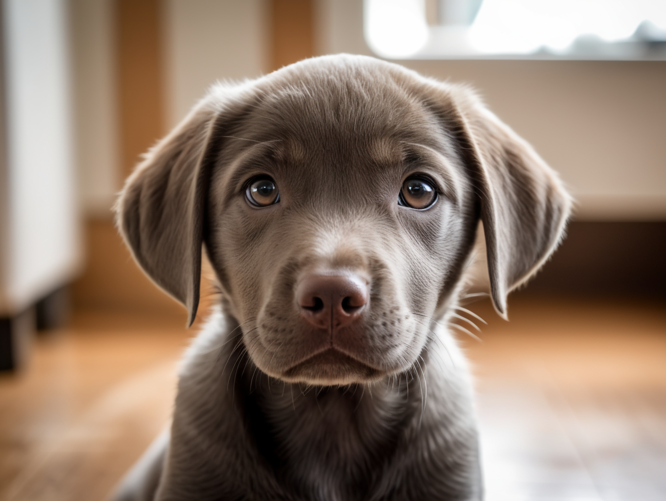 Premium Free ai Images | first person pov of gray labrador retriever puppy
