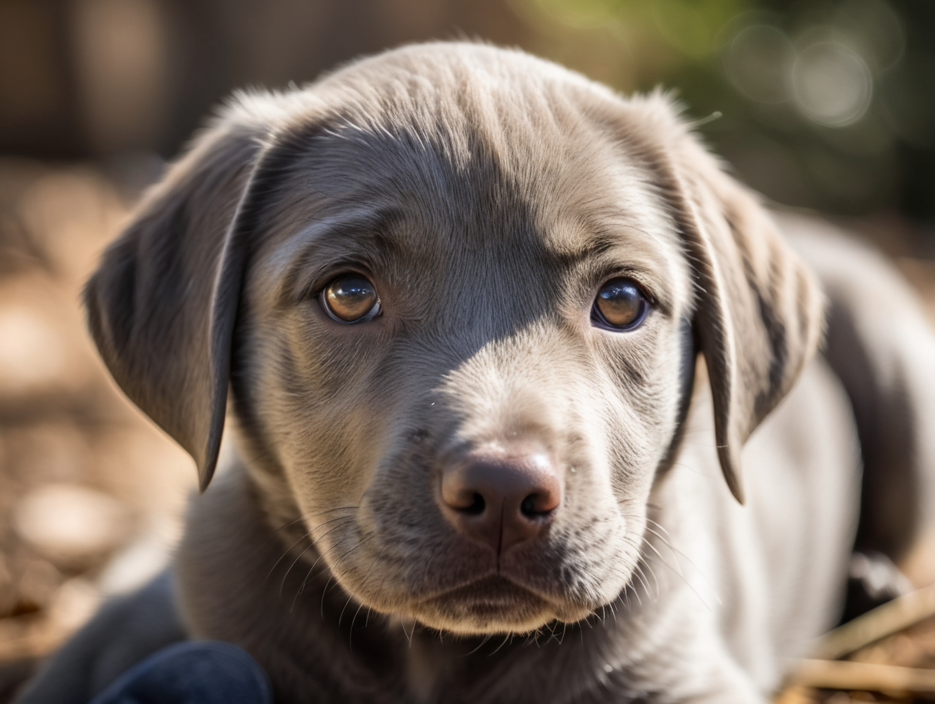 Premium Free ai Images | first person pov of gray labrador retriever puppy