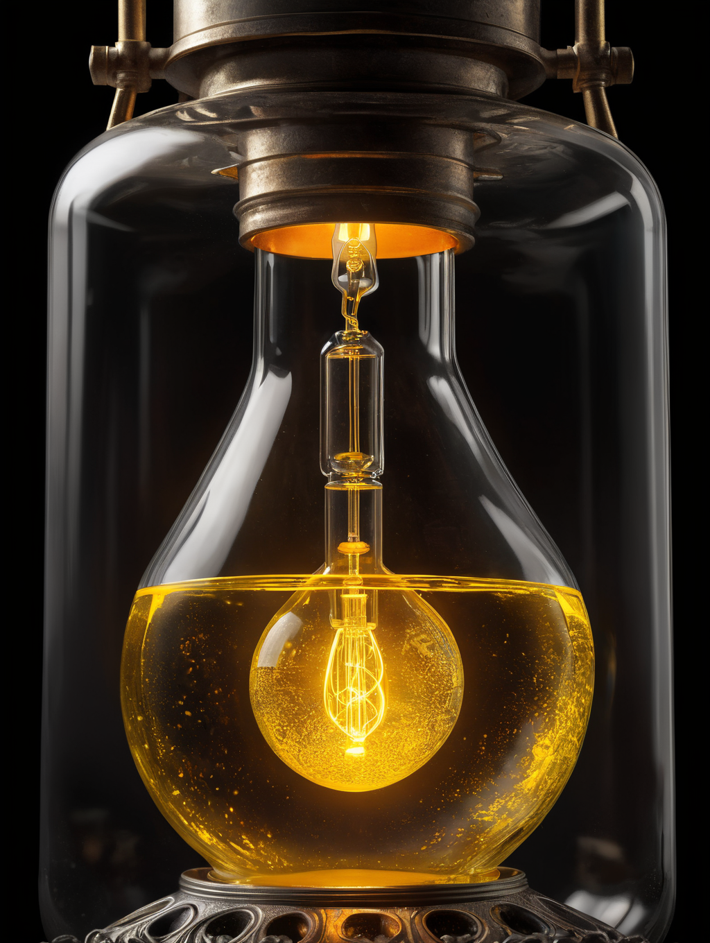 Premium Free ai Images | an erlenmeyer flask tube with yellow glowing ...