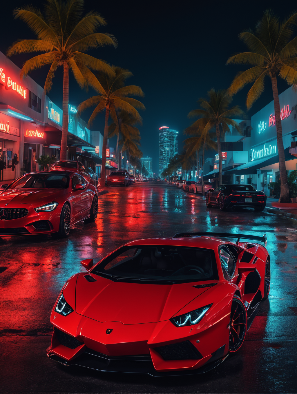 Premium Free ai Images | one red solo cup street miami downtown ...
