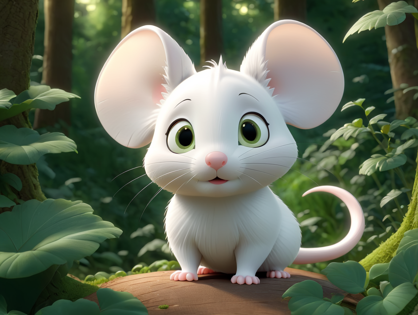 Premium Free ai Images | cute white mouse backwards looking to the deep ...