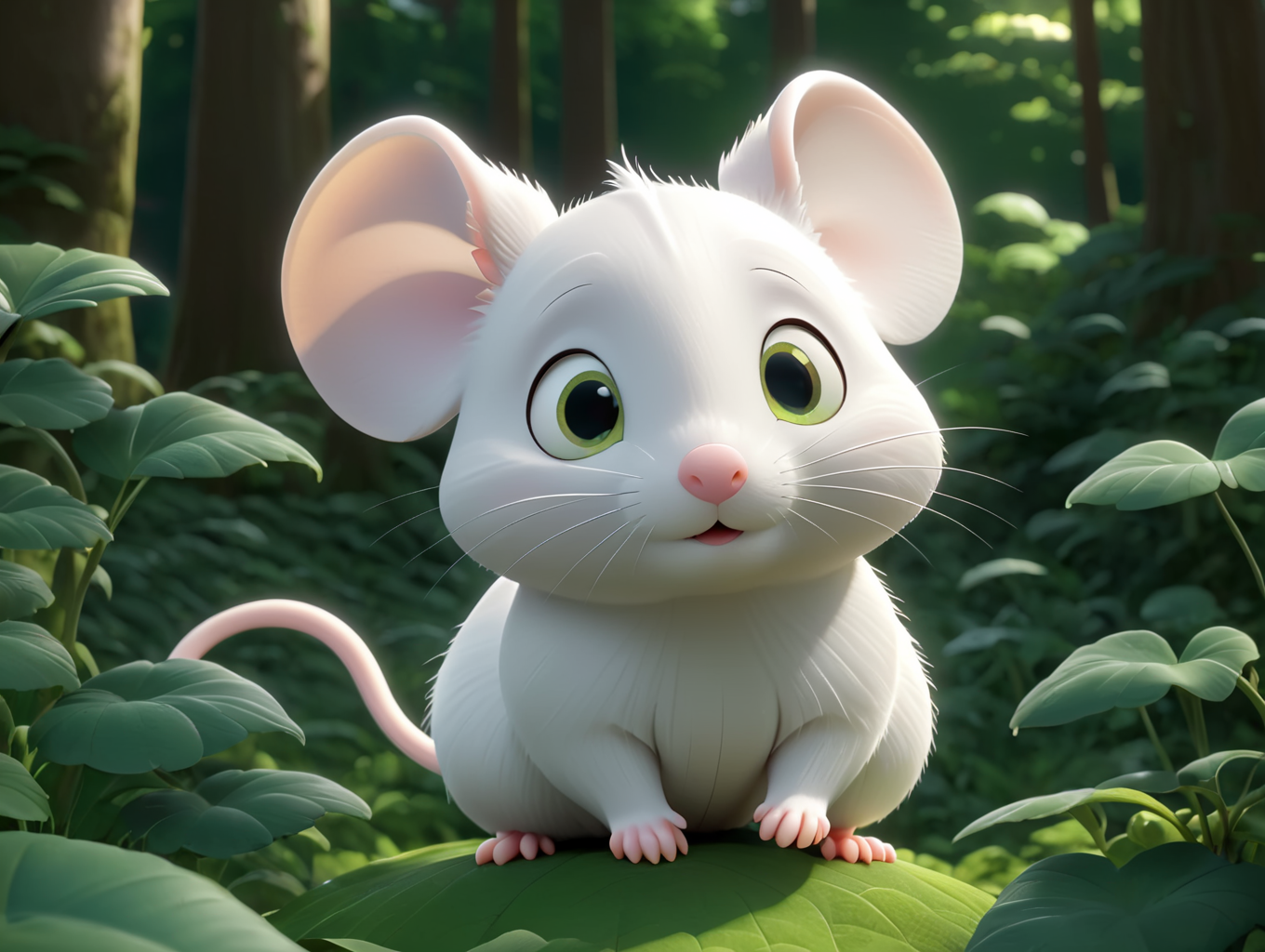 Premium Free ai Images | cute white mouse backwards looking to the deep ...