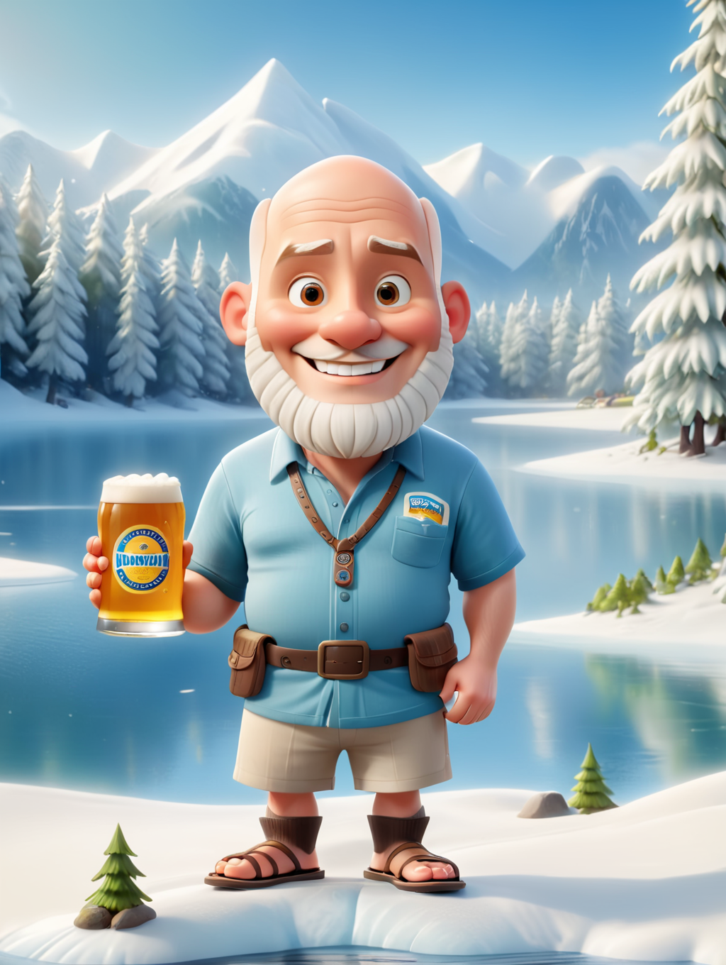 Premium Free ai Images | yo white small bald stocky man with flip flops ...