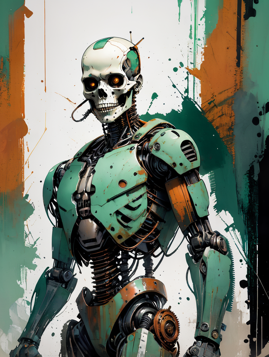 Premium Free ai Images | skinny full body robot painted matte and rusty ...