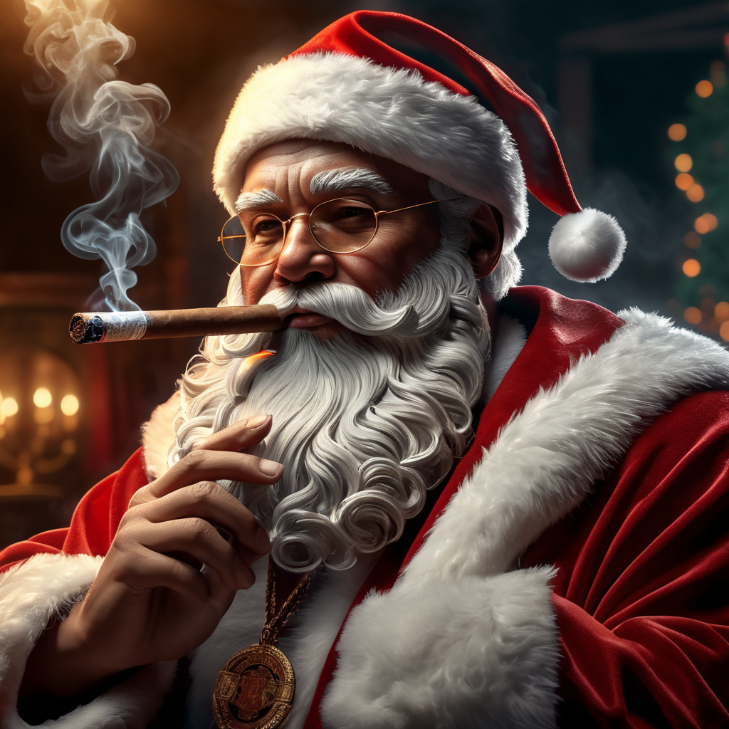 Premium Free ai Images | santa claus as gangsta smoking cigar dramatic ...