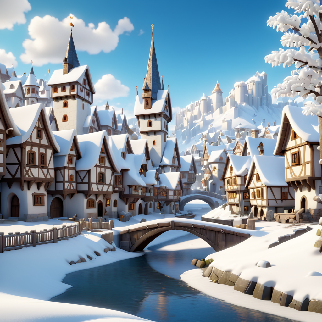 Premium Free ai Images | snowy winter medieval fantasy city