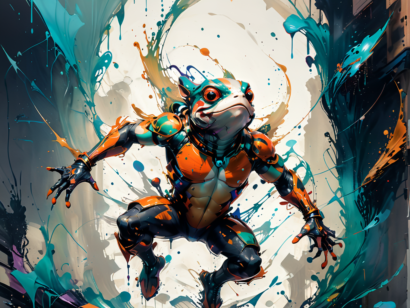 Premium Free ai Images | harlequin frog shooting