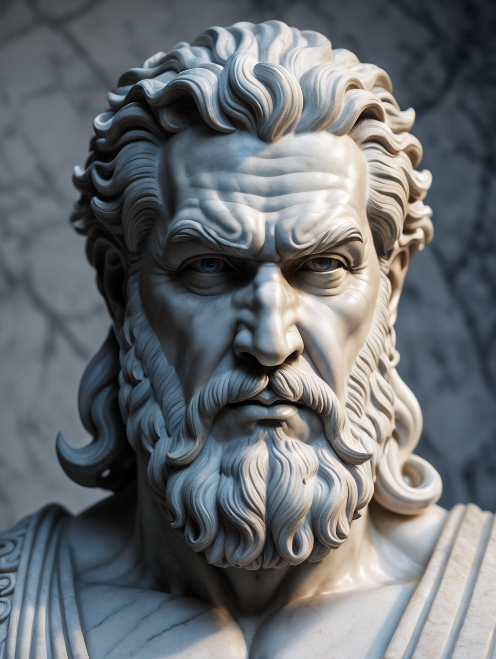Premium Free ai Images | realistic portrait white greek marble statue ...