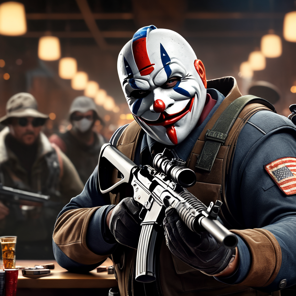 Premium Free ai Images | payday hacker rifle mafia style realistic art ...