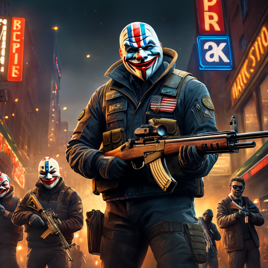 Premium Free ai Images | payday hacker rifle mafia style realistic art ...