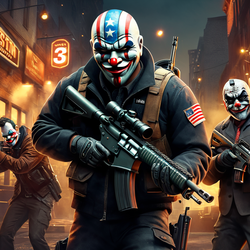 Premium Free ai Images | payday hacker rifle mafia style realistic art ...
