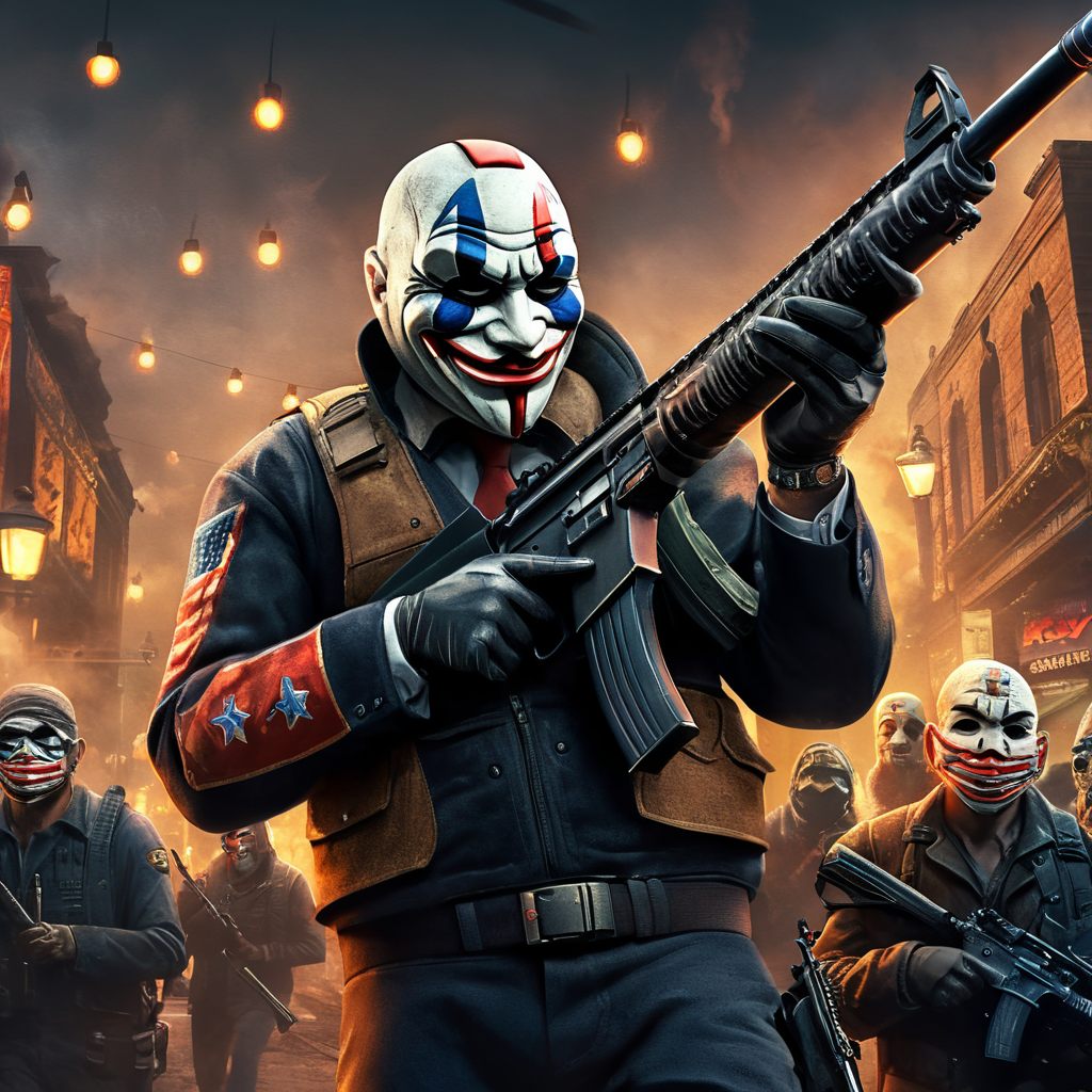 Premium Free ai Images | payday hacker rifle mafia style realistic art ...