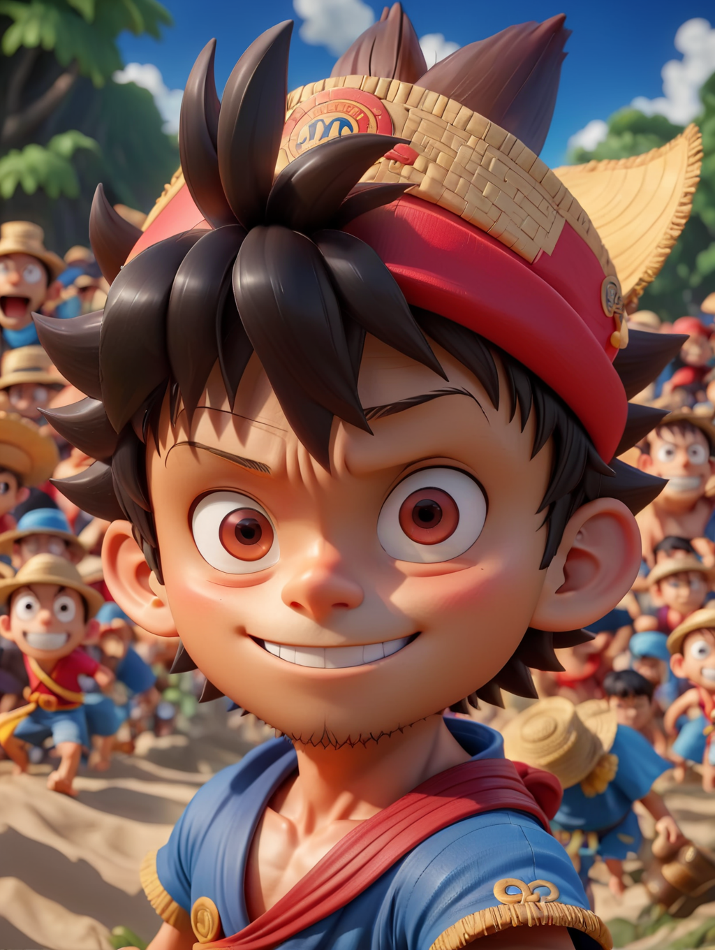 Premium Free ai Images | monkey luffy vibrant colors depth of field ...