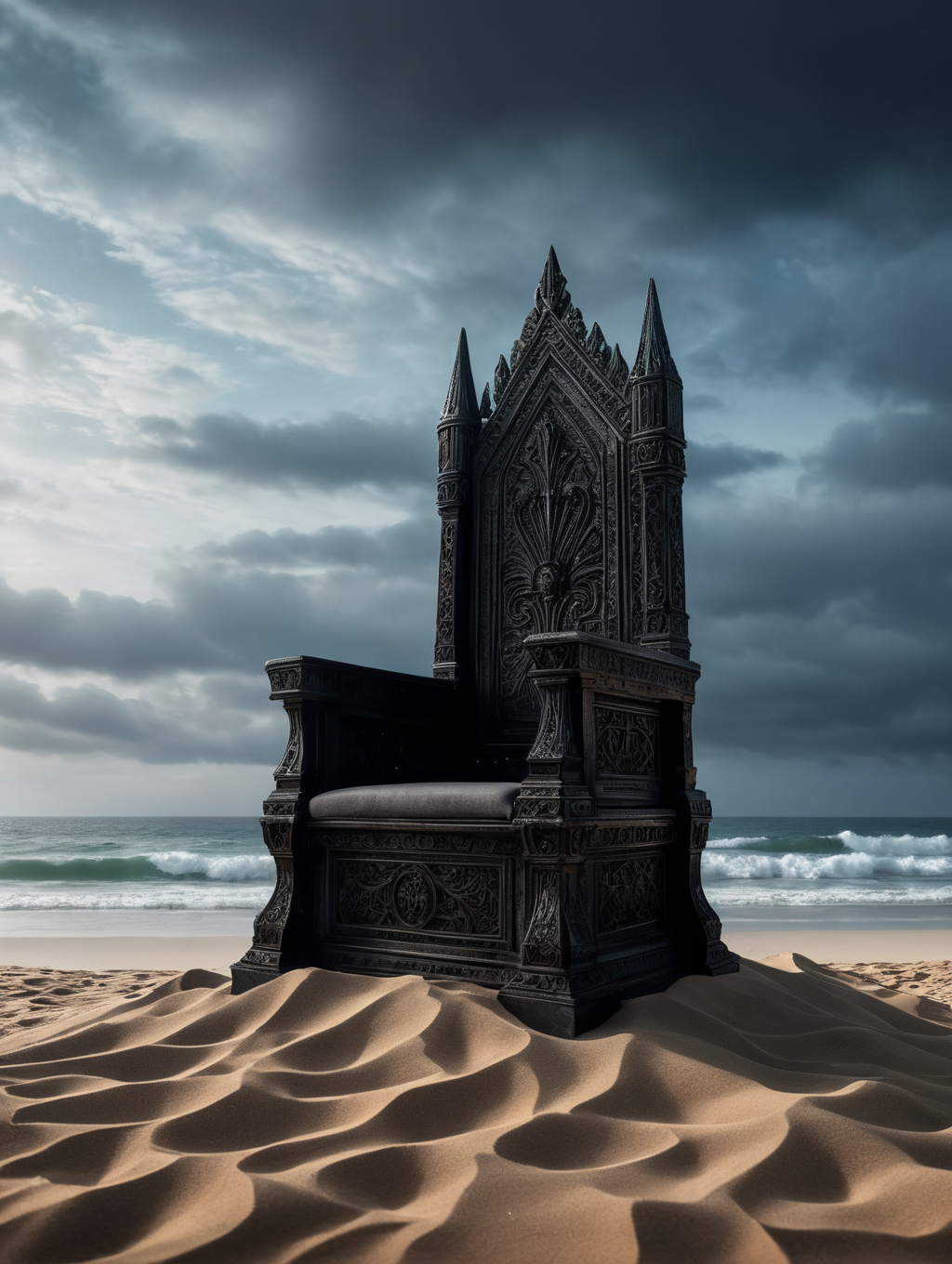Premium Free ai Images | empty gothic throne standing in sand highgly ...