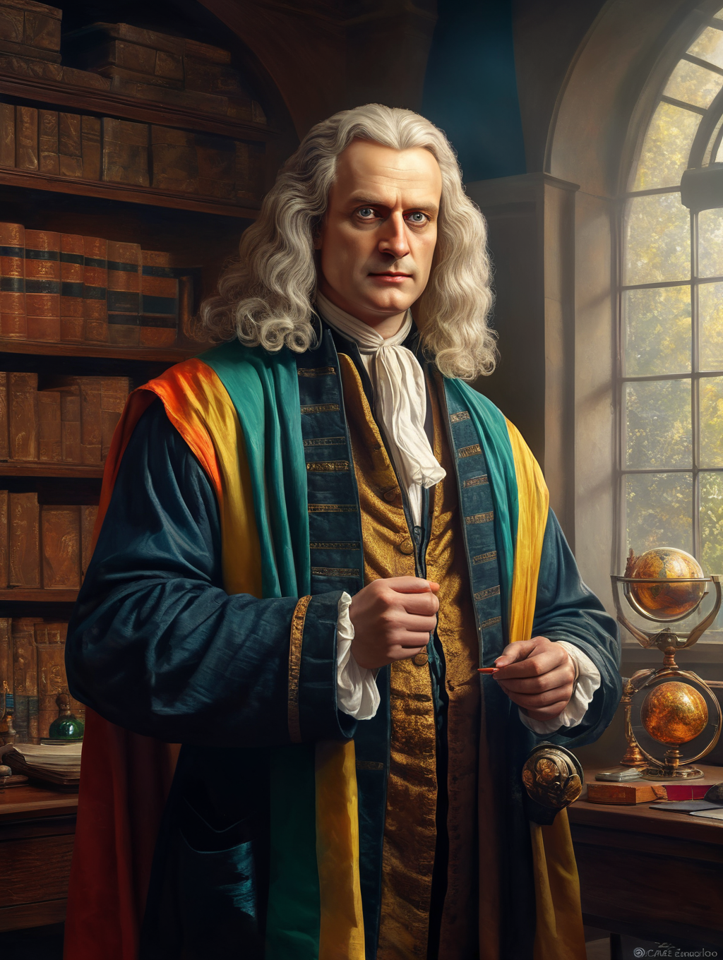 Premium Free ai Images | standing centered portrait of isaac newton ...