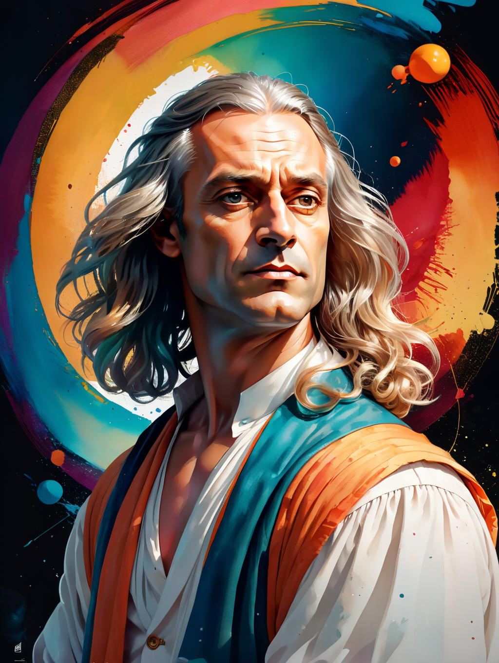 Premium Free ai Images | standing centered portrait of isaac newton ...